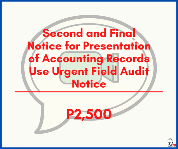 Second and Final Notice for Presentation of Accounting Records Use Urg