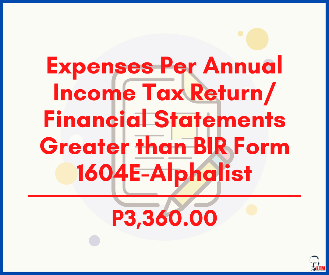 Expenses Per Annual Income Tax Return/Financial Statements Greater tha